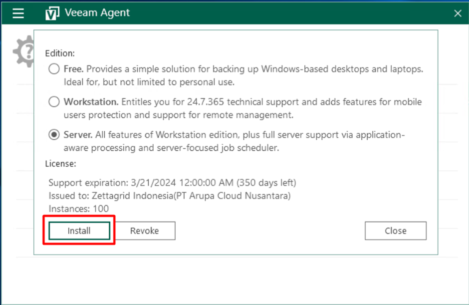 Install Veeam Agent on Windows server – Zettagrid Indonesia Support