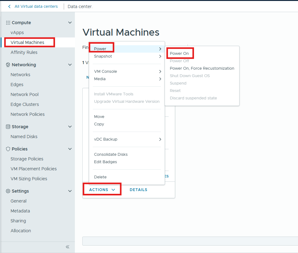 Power On/Off Virtual Machine – Zettagrid Indonesia Support